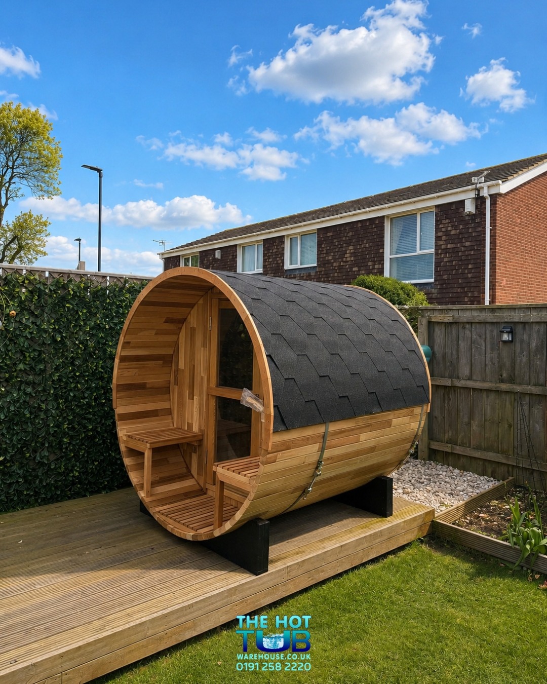 Outdoor Barrel Sauna Delivery and Assembly - The Hot Tub Warehouse